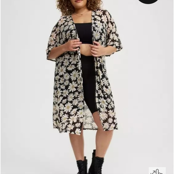 torrid | Sweaters | Torrid Daisy Floral Mesh Kimono Cardigan | Poshmark